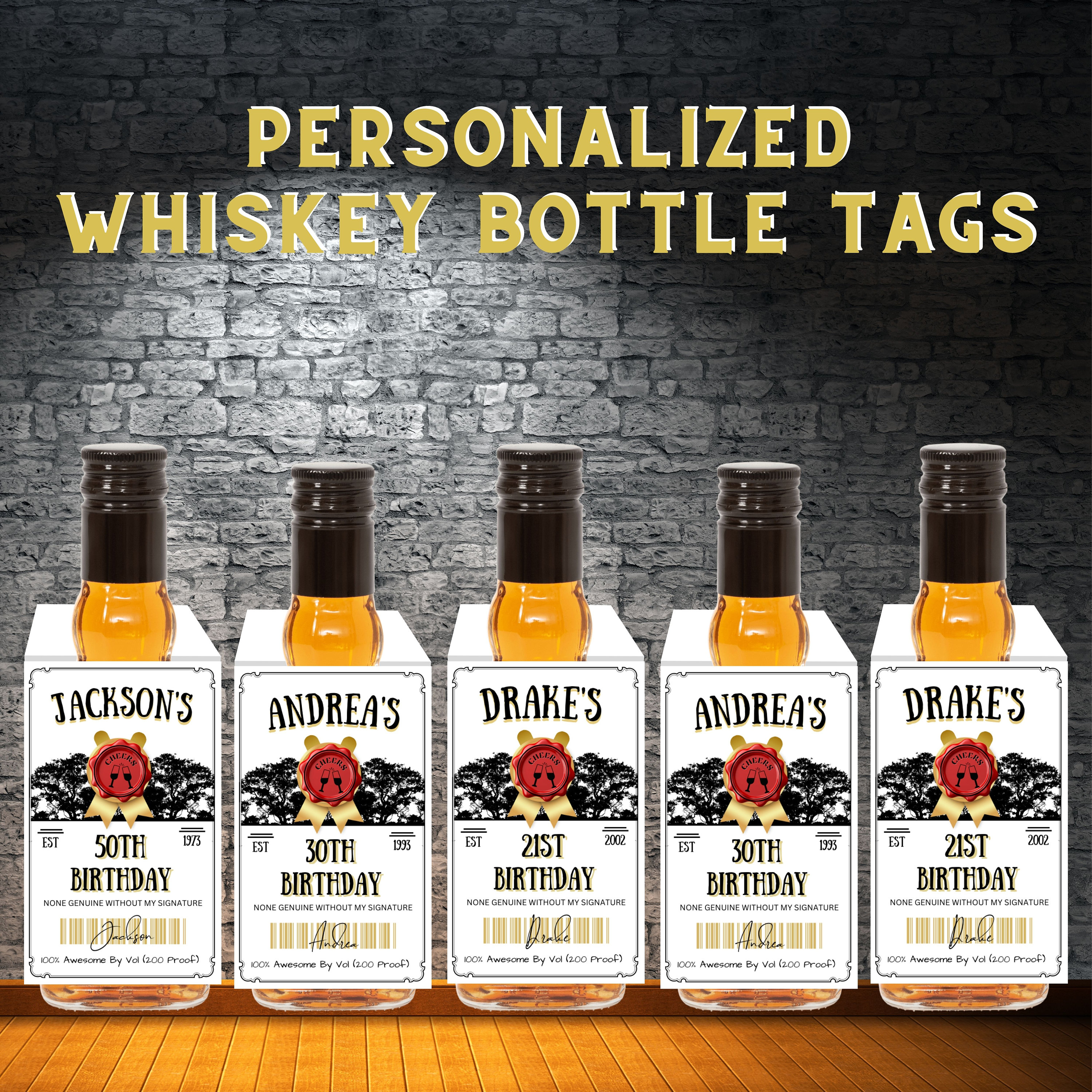 Printable Custom Mini Whiskey Bottle Hang TAGS, Fits Mini Whiskey ...