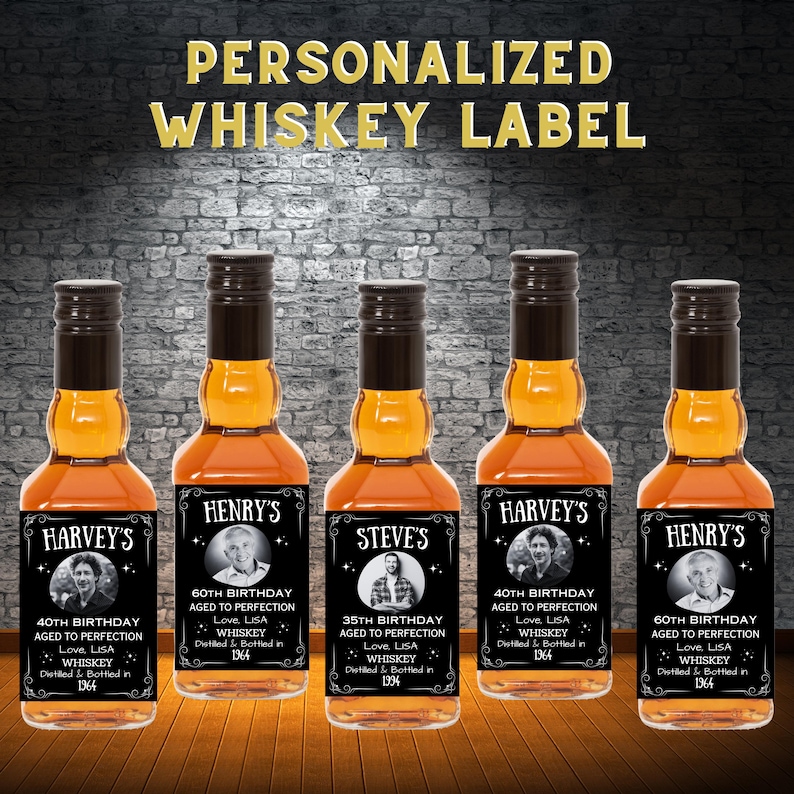 Custom Whiskey Bottle Label, Photo Label Vinyl Decal, Personalized Gift ...