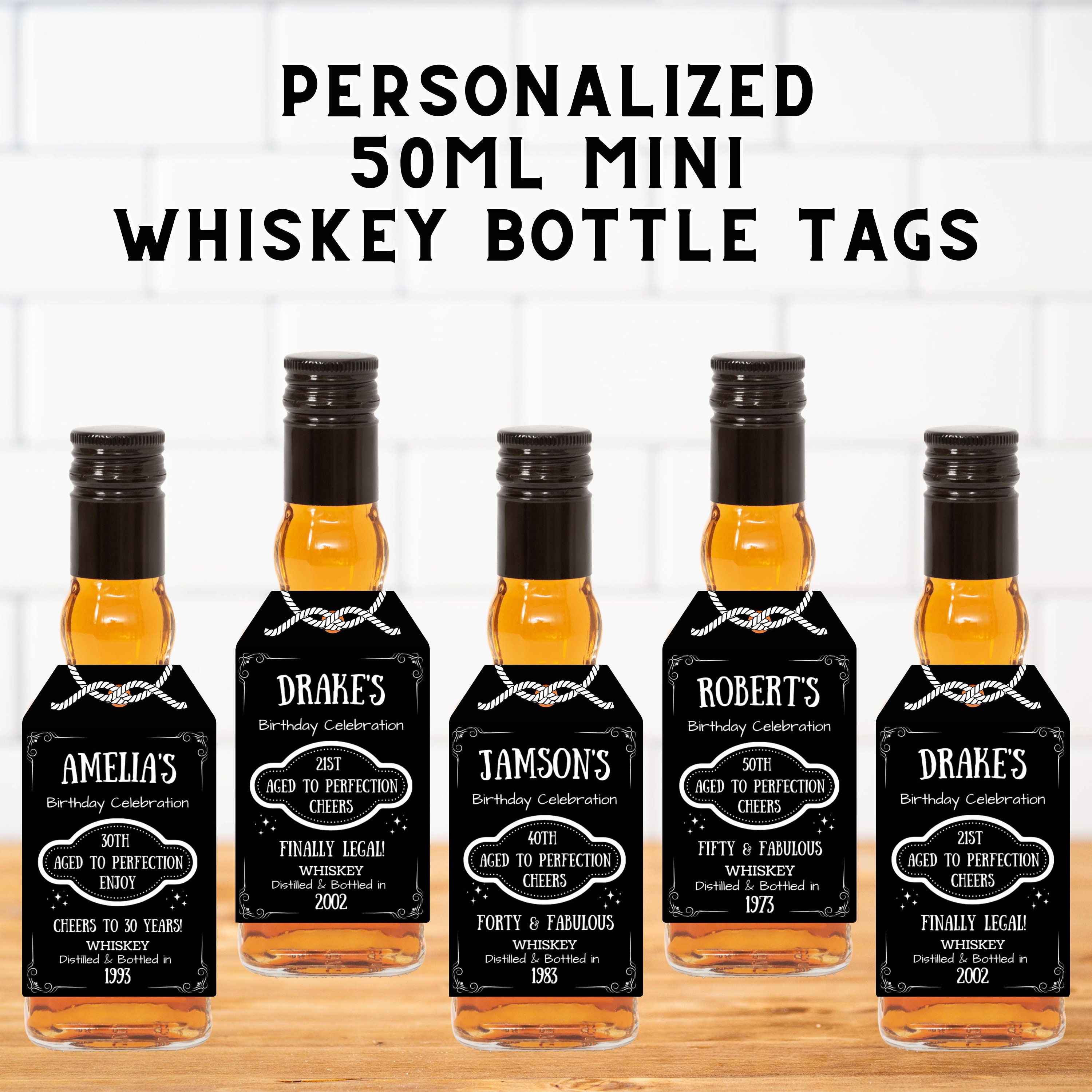 Printable Custom Mini Whiskey Bottle Hang TAGS, Fits Mini Whiskey ...