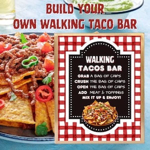 Build Your Own Walking Taco Bar Sign, Food Bar Poster, Buffet Table ...