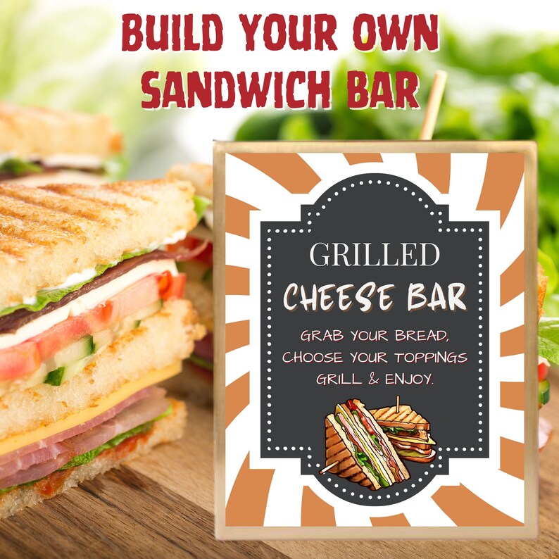 Grilled Cheese Bar Buffet Table Sign Template, Personalized to Any Name ...
