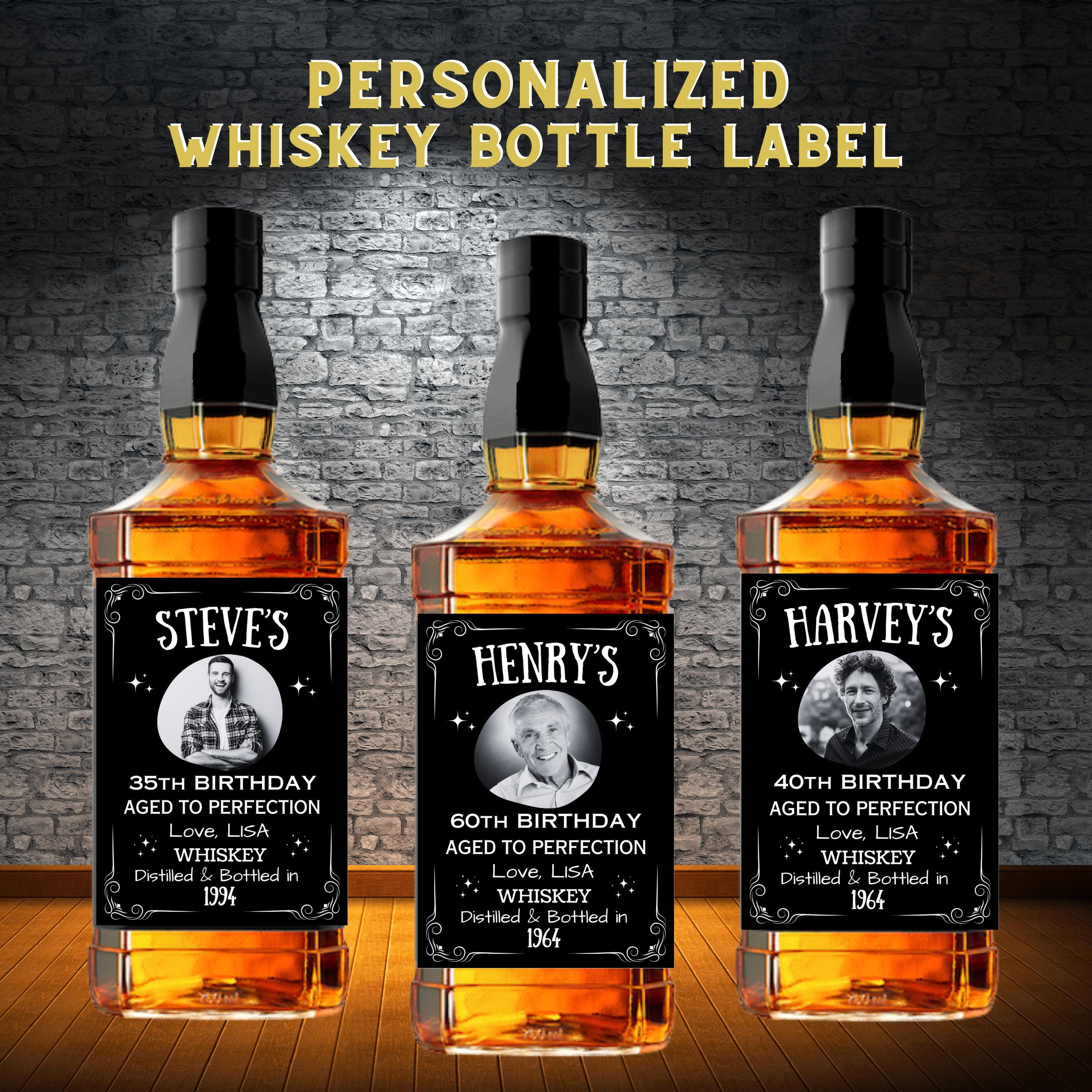 Custom Whiskey Bottle Label, Photo Label Vinyl Decal, Personalized Gift ...