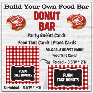 Build Your Own DONUT Food Bar Buffet Sign + Buffet Cards + Personalized ...