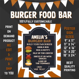 Build Your Own Burger Bar | Food Bar Poster Sign, Burger Station Sign ...