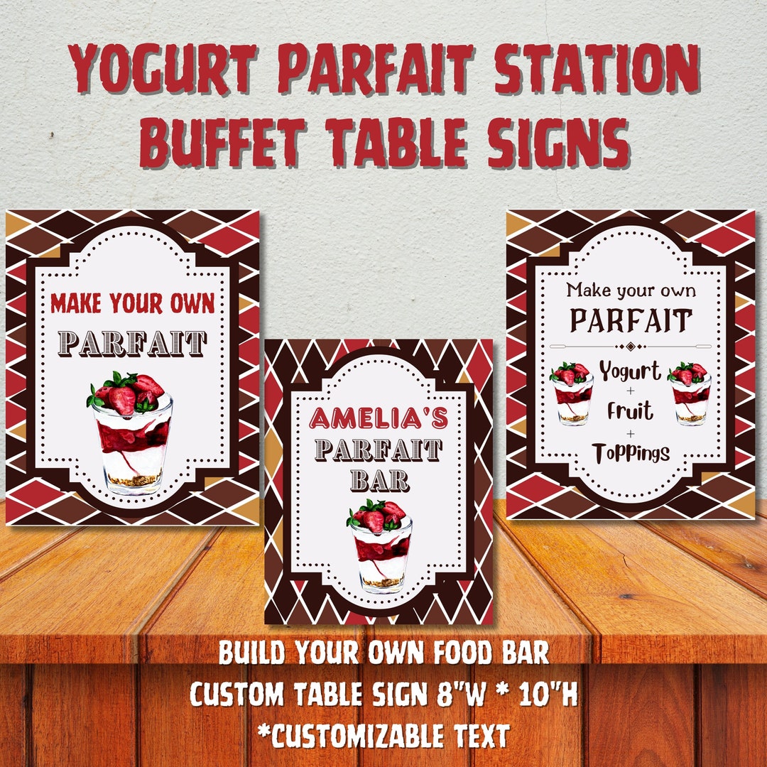 PARFAIT Bar Buffet Table Sign, Personalized PARFAIT Station Sign, Food ...