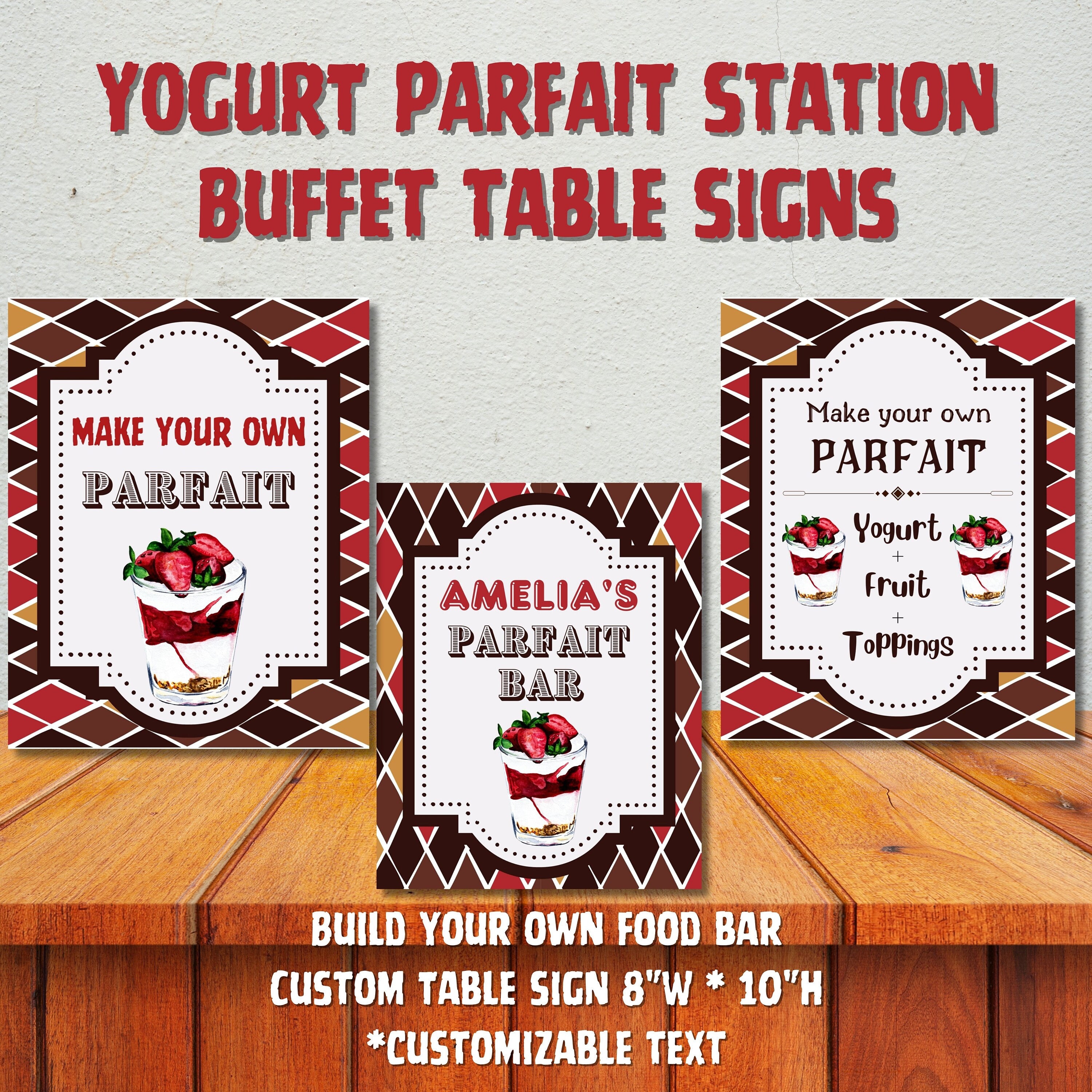 PARFAIT Bar Buffet Table Sign Template, Personalized to Any Name ...