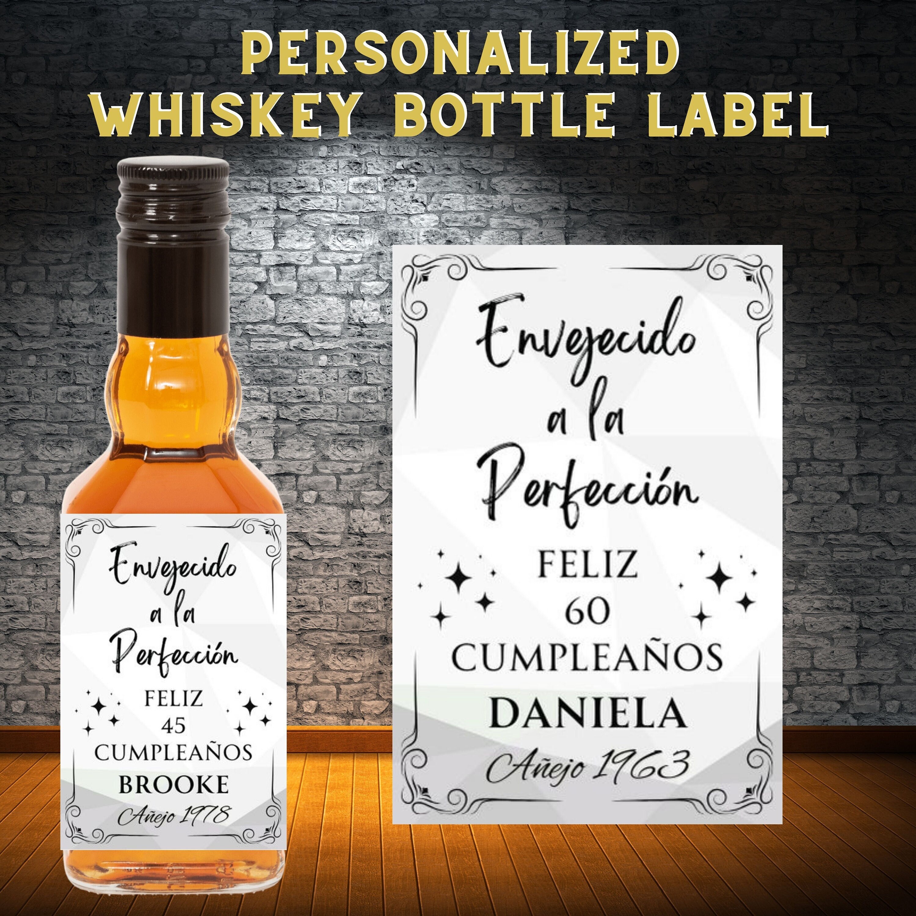 Printable Whiskey Bottle Label Sizes- 50ML & 700ML, Spanish Birthday ...