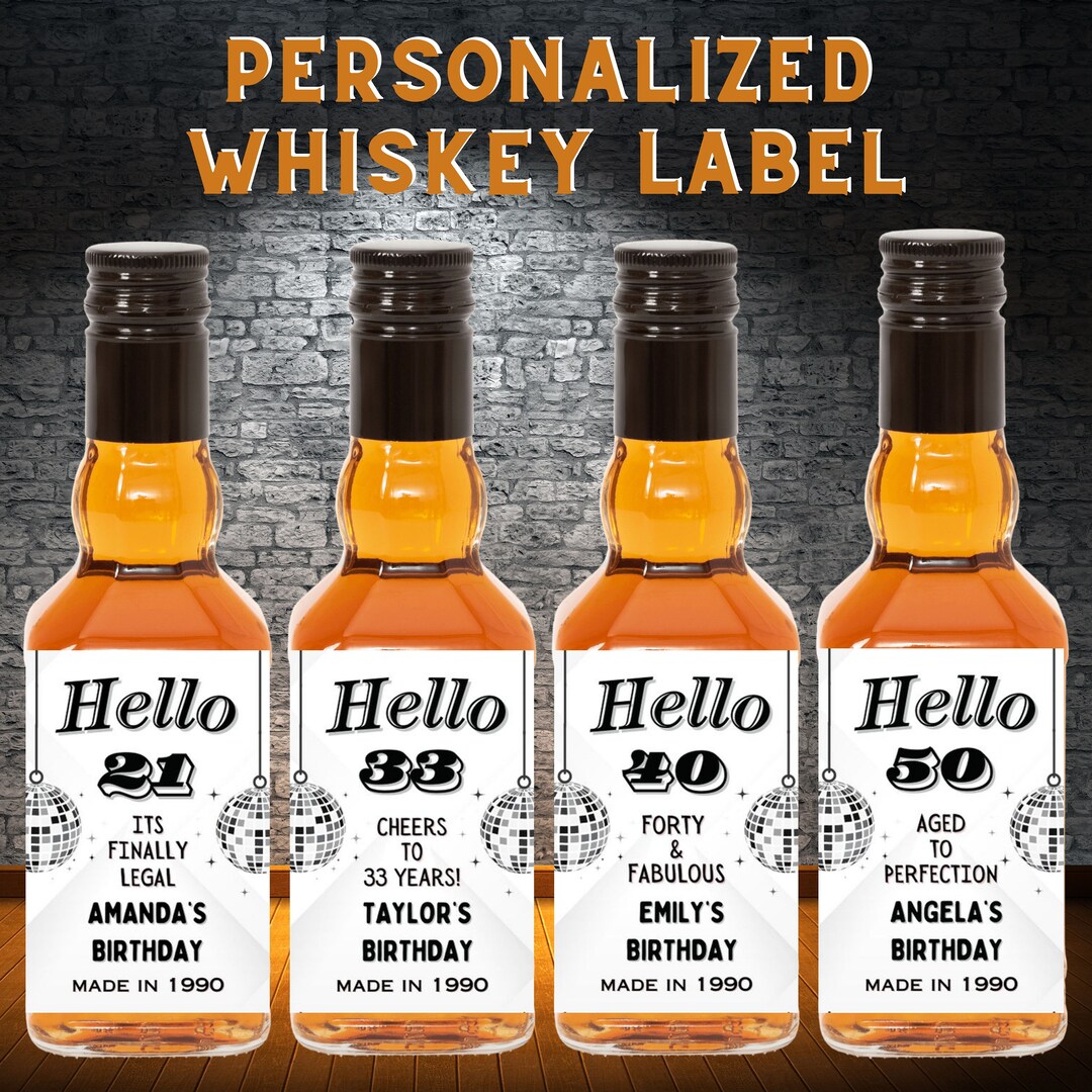 Printable Personalized Whiskey Bottle Label Size 50ML & 700ML, Hello 50 ...