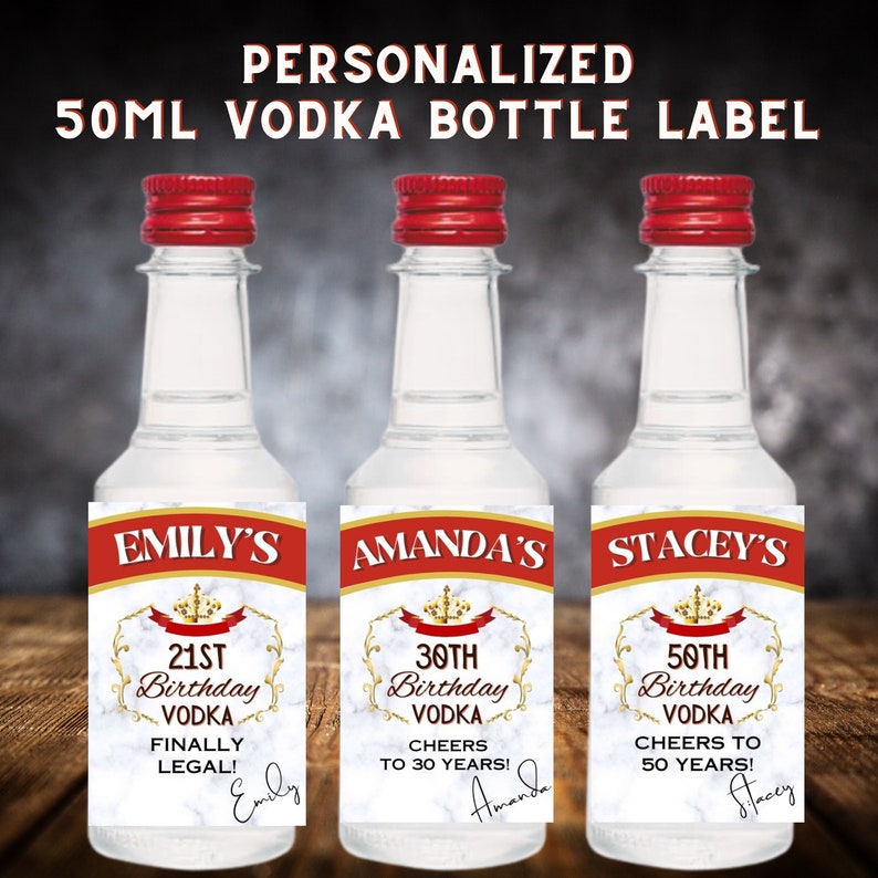 We Edit You Print, Printable Custom VODKA Bottle Label, Size 50ML ...