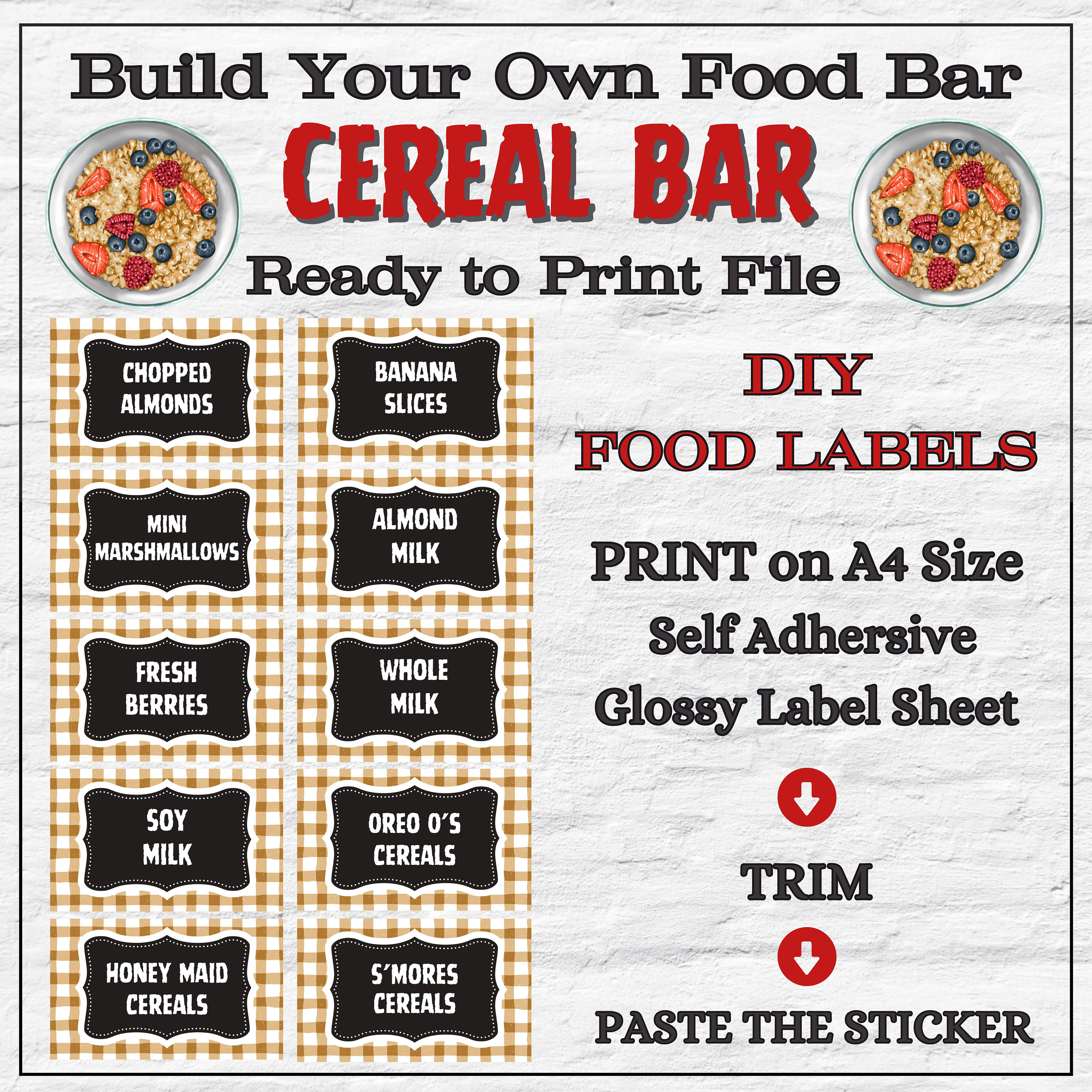Build Your Own CEREAL Food Bar Buffet Sign Buffet Cards Personalized ...