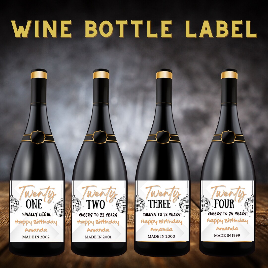Personalized Wine Bottle Label, Birthday Label, Birthday Gift for Him ...