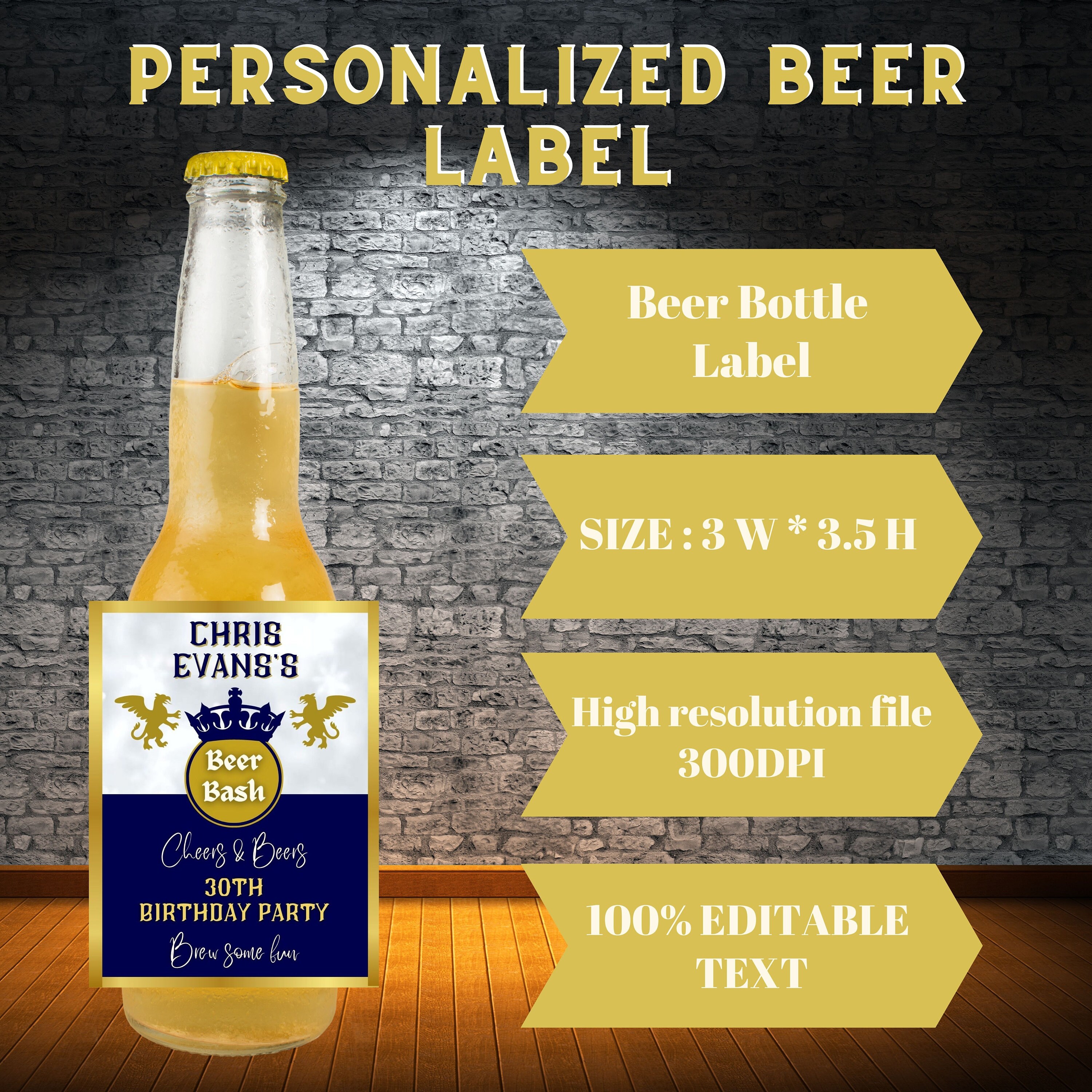 Printable Personalized Beer Bottle Label, 100% Editable, Any Name ...