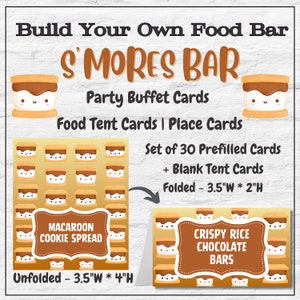 Build Your Own SMORES Bar, S'more Station Food Bar Buffet Sign + Buffet ...