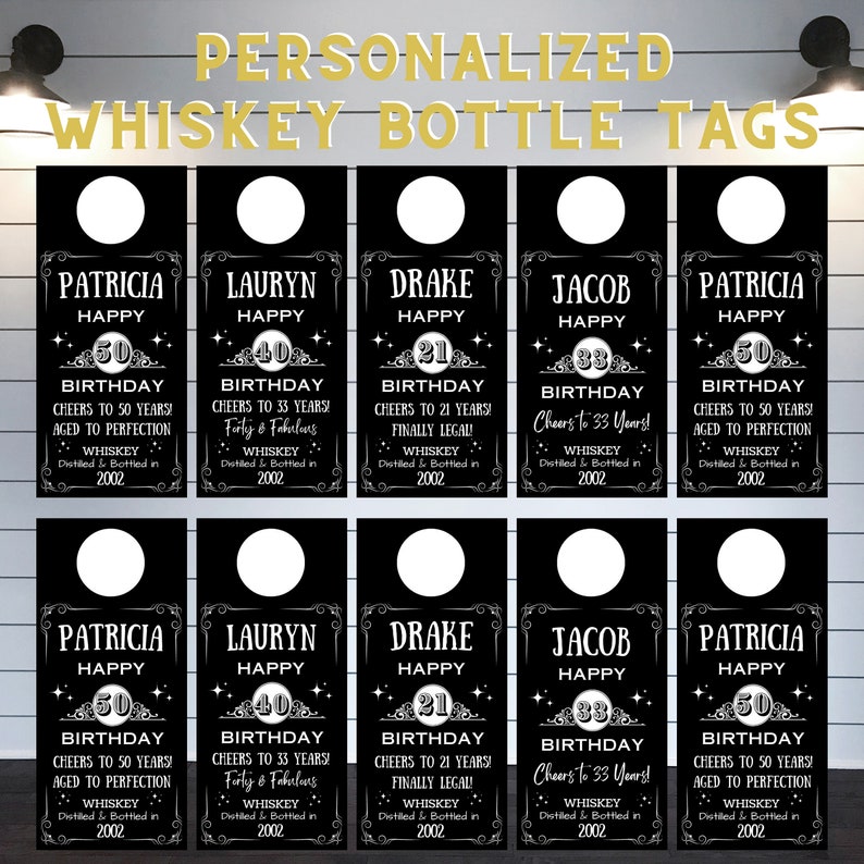 Printable Custom Mini Whiskey Bottle Hang TAGS Fits Mini - Etsy