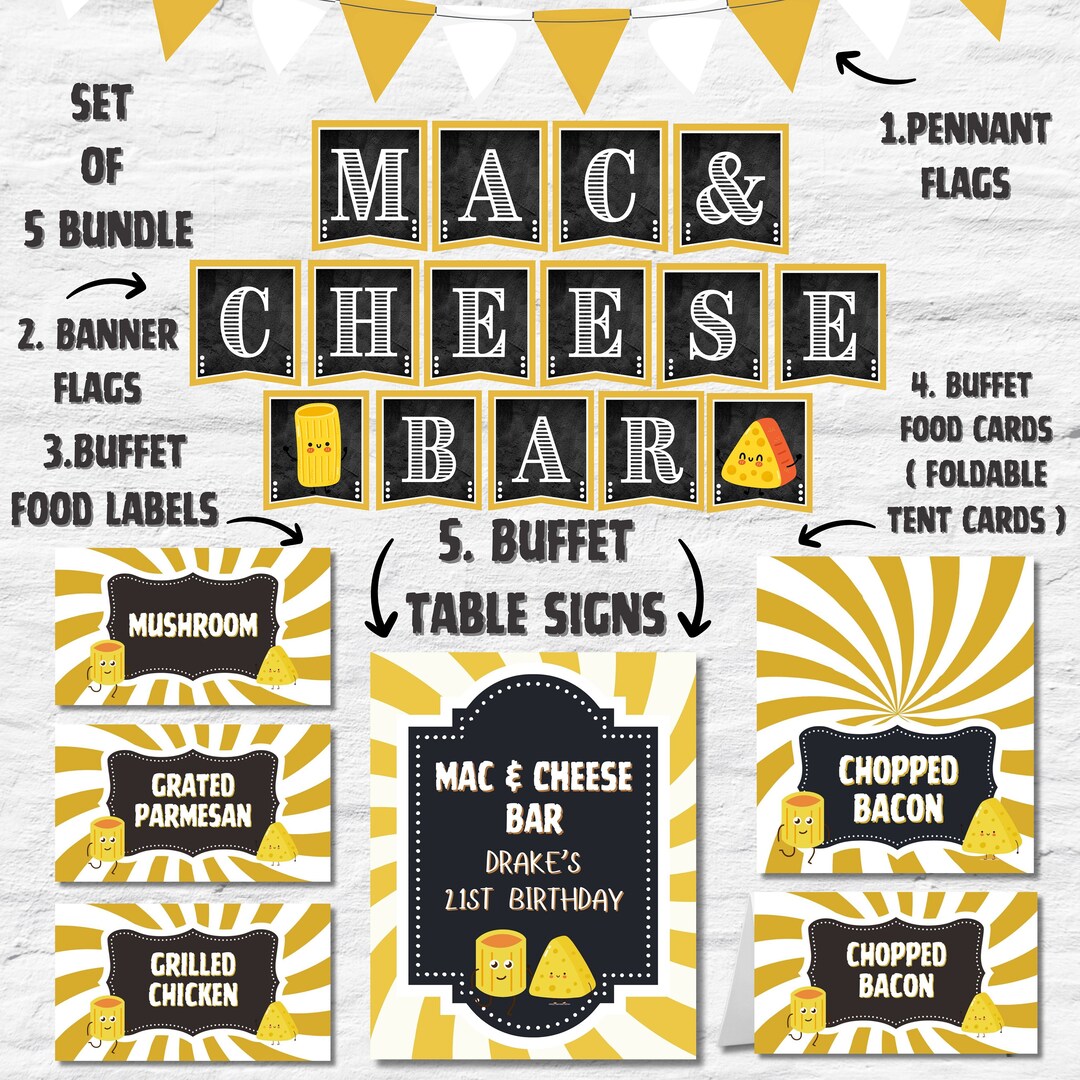 Build Your Own MAC & CHEESE Station | Buffet Cards, Buffet Signs ...