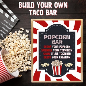 Popcorn Bar Poster Sign, Custom Table Sign, Food Station Decor, DIY ...