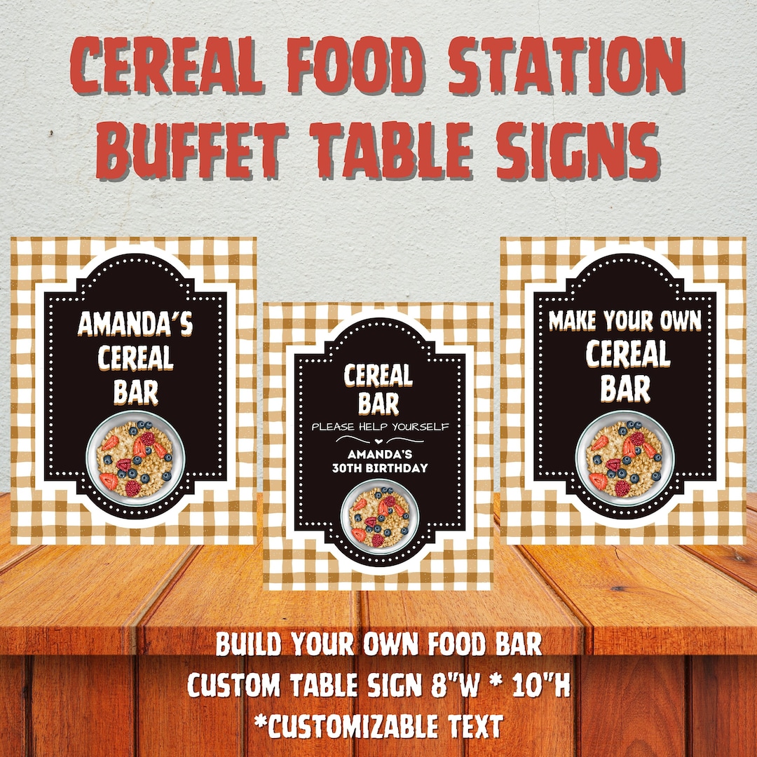 CEREAL Bar Buffet Table Sign, Personalized Cereal Station Sign, Banners ...
