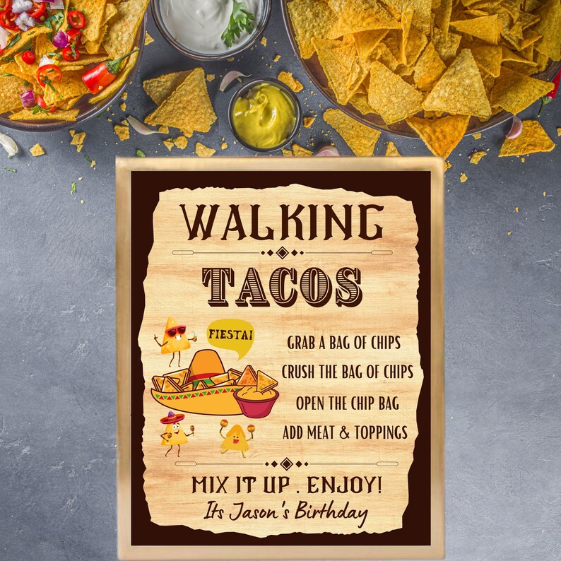 Personalized Walking TACO Bar Table Sign Template, NACHO Station ...