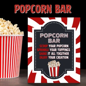 Build Your Own Popcorn Bar | Food Bar Buffet Sign, Buffet Cards ...