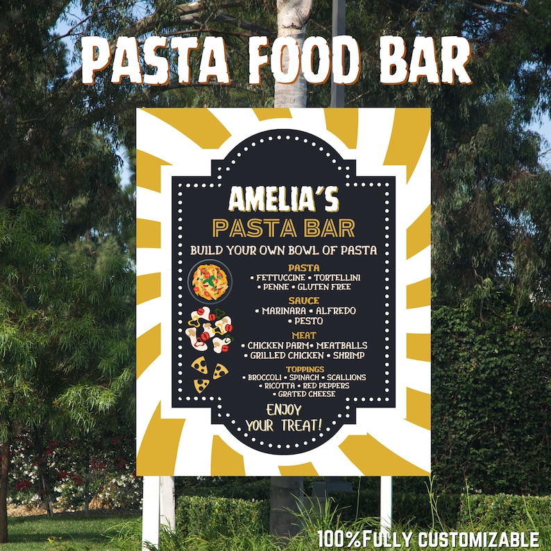 Build Your Own PASTA Bar, Food Bar Poster Signs, Pasta Station, Custom ...