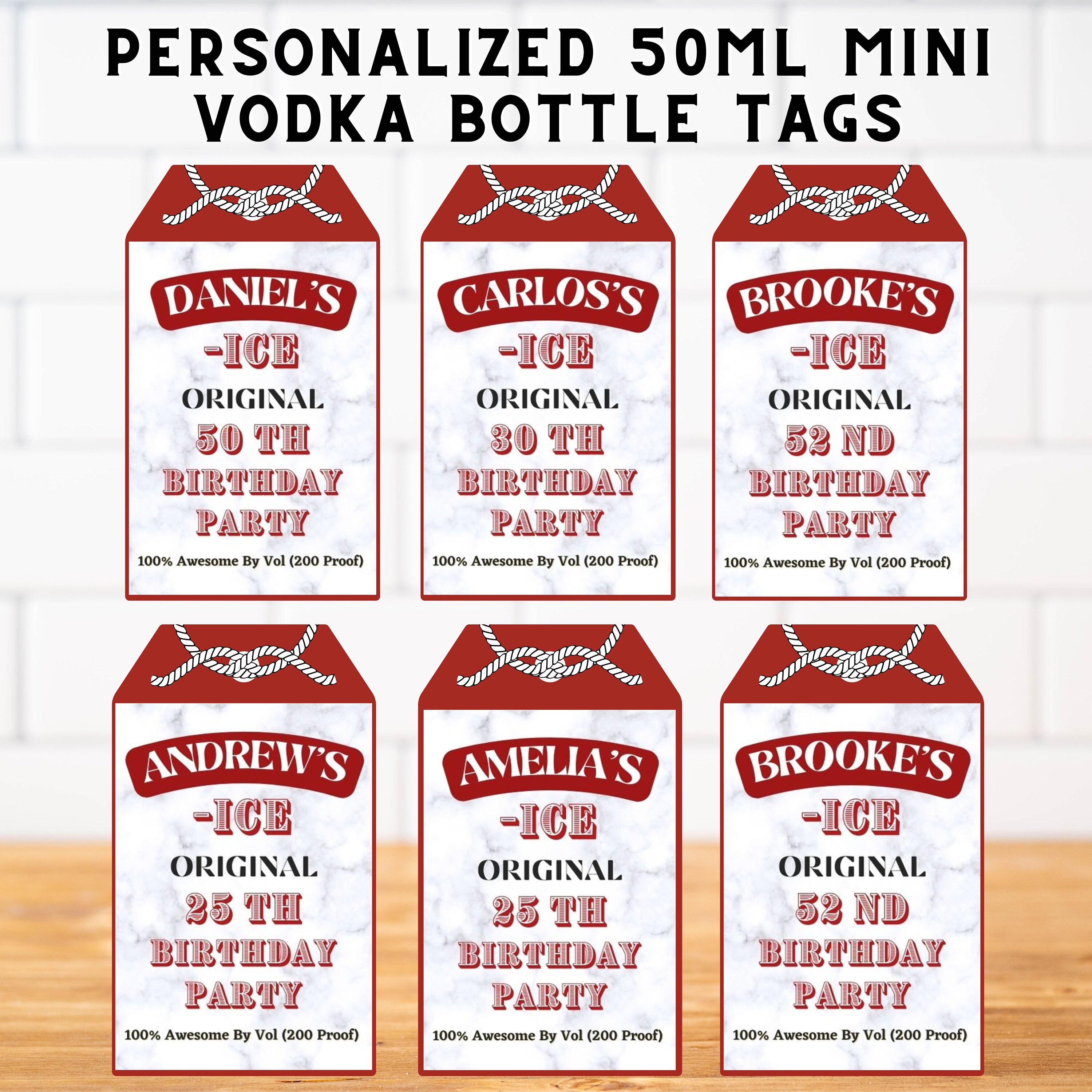 Printable Custom Mini Vodka Bottle TAGS, Fits Mini Vodka Bottle Size ...