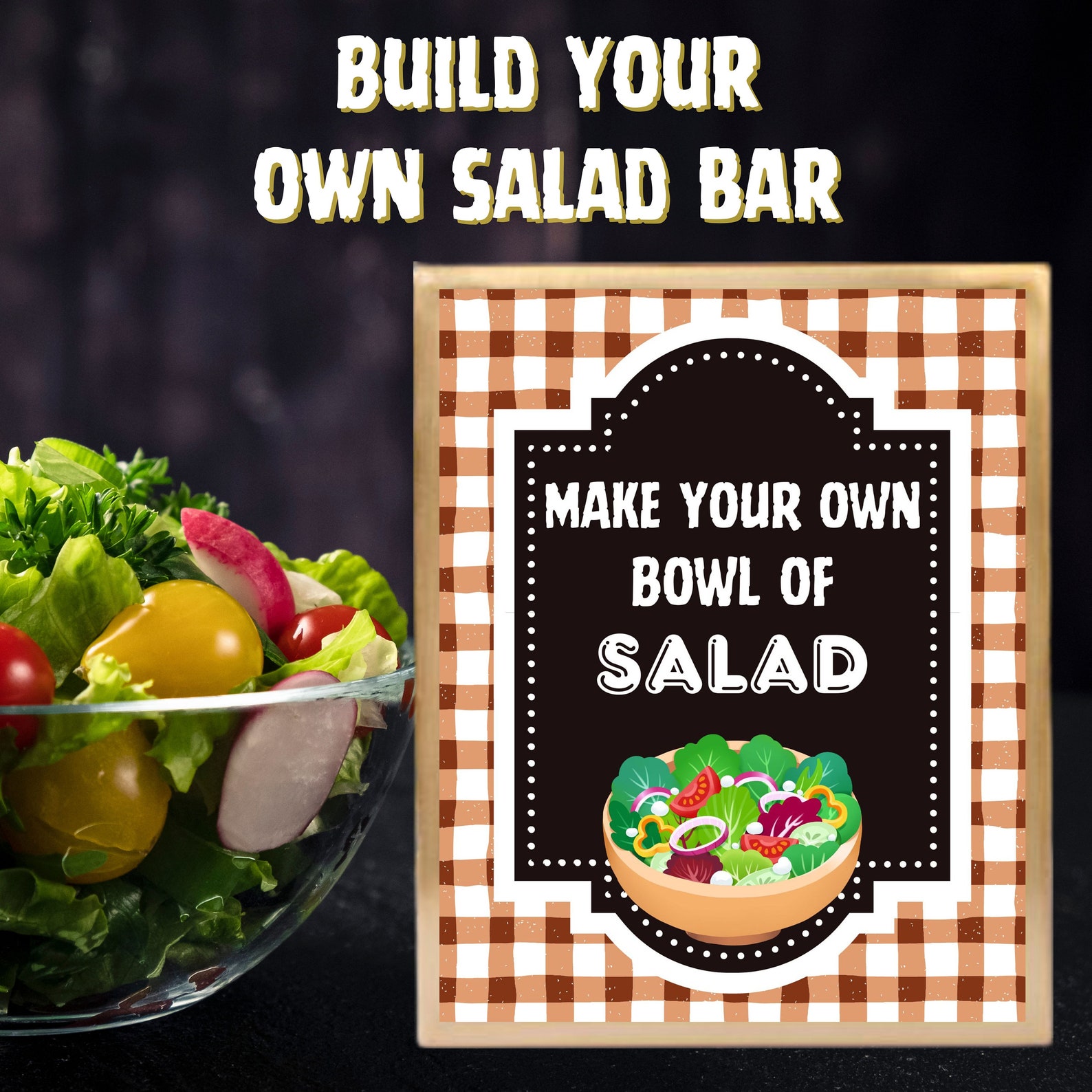 Build Your Own SALAD Food Bar Buffet Sign + Buffet Cards + Personalized ...