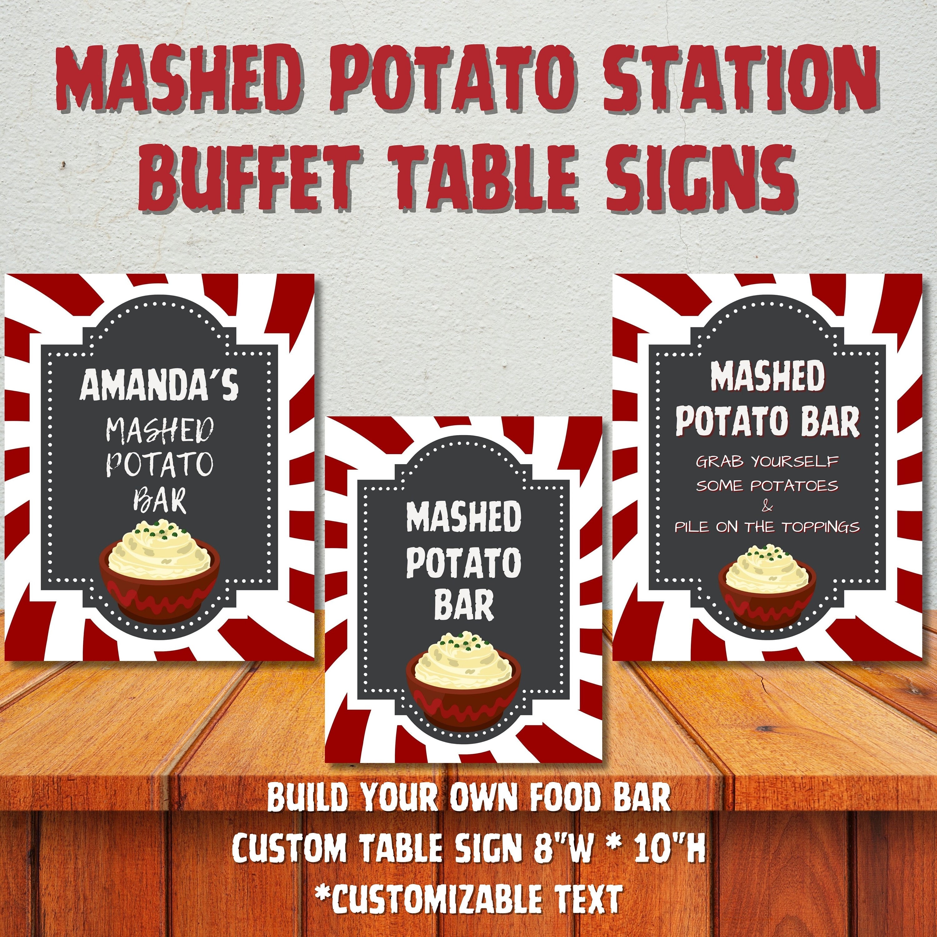 Mashed Potato Bar Buffet Table Sign, Mashed Potato Station Sign ...