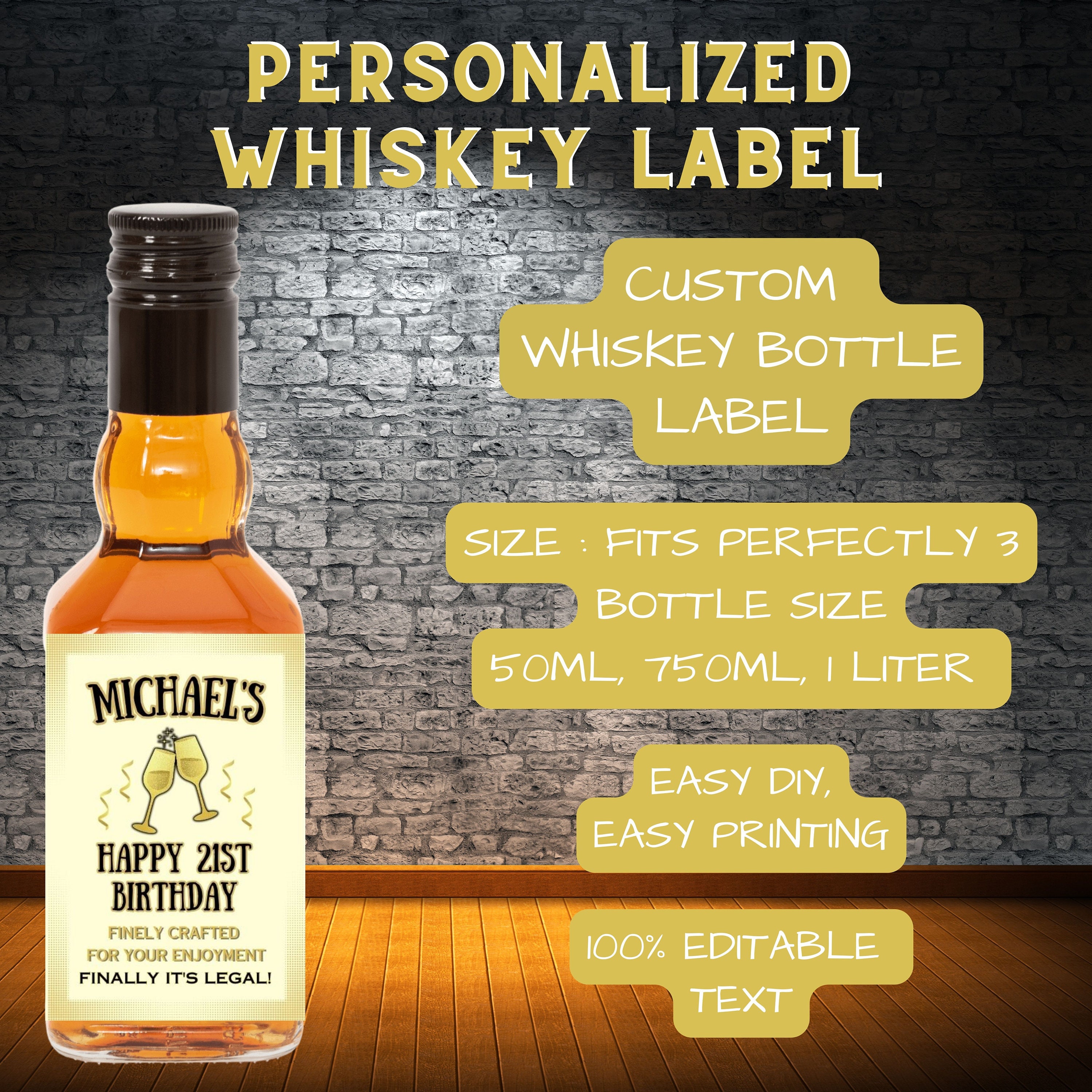 Printable Custom Whiskey Bottle Label Template, Fits Whiskey Bottle ...