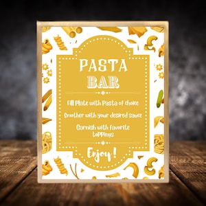 PASTA Bar Buffet Table Sign Template, PASTA Station Sign, Banners ...
