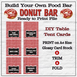 Build Your Own DONUT Food Bar Buffet Sign + Buffet Cards + Personalized ...