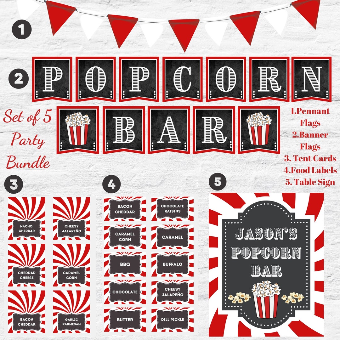 Build Your Own Popcorn Food Bar | Buffet Sign, Personalized Table Sign ...