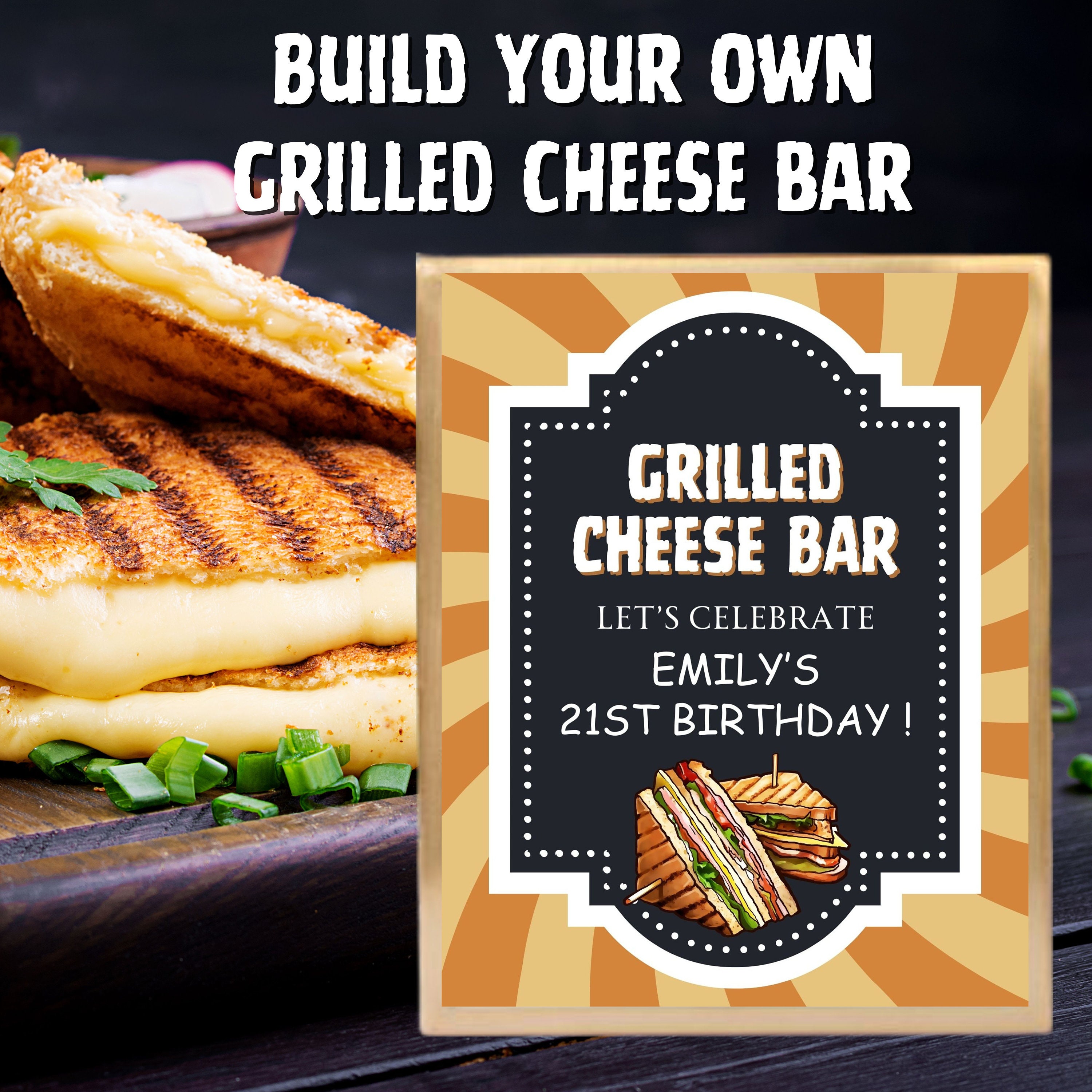 Build Your Own Grilled Cheese Bar Sign | Sandwich Station Poster ...