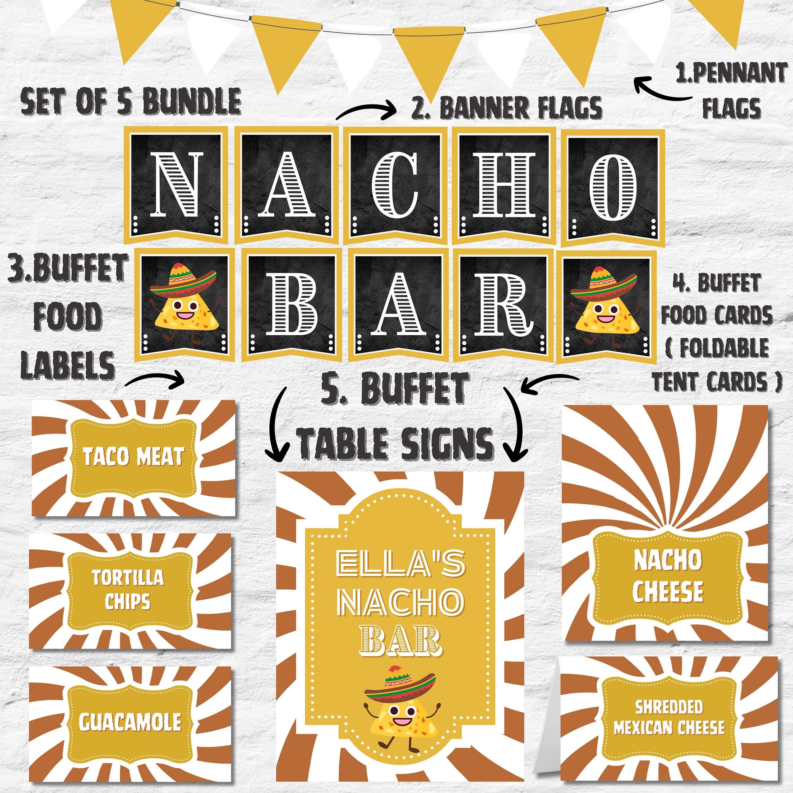 Build Your Own NACHO Food Bar Buffet Sign Buffet Cards Personalized ...
