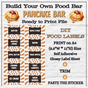 Build Your Own Pancake Food Bar Buffet Sign + Buffet Cards ...