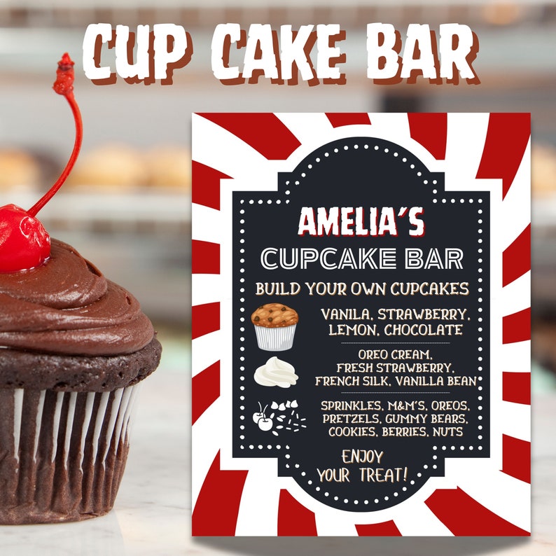 Build Your Own CUP CAKE Station, Food Bar Buffet Sign, Buffet Cards ...
