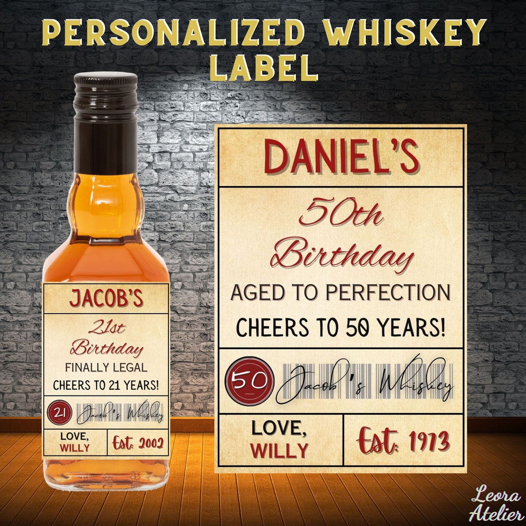 Personalized Whiskey Bottle Label | Birthday Gift for Him & Her ...