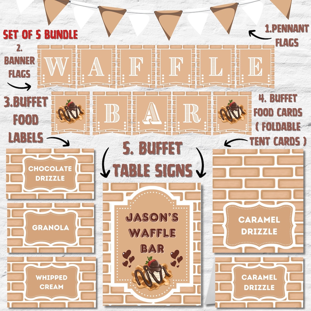 Build Your Own WAFFLE Bar | Buffet Cards, Buffet Signs, Personalized ...
