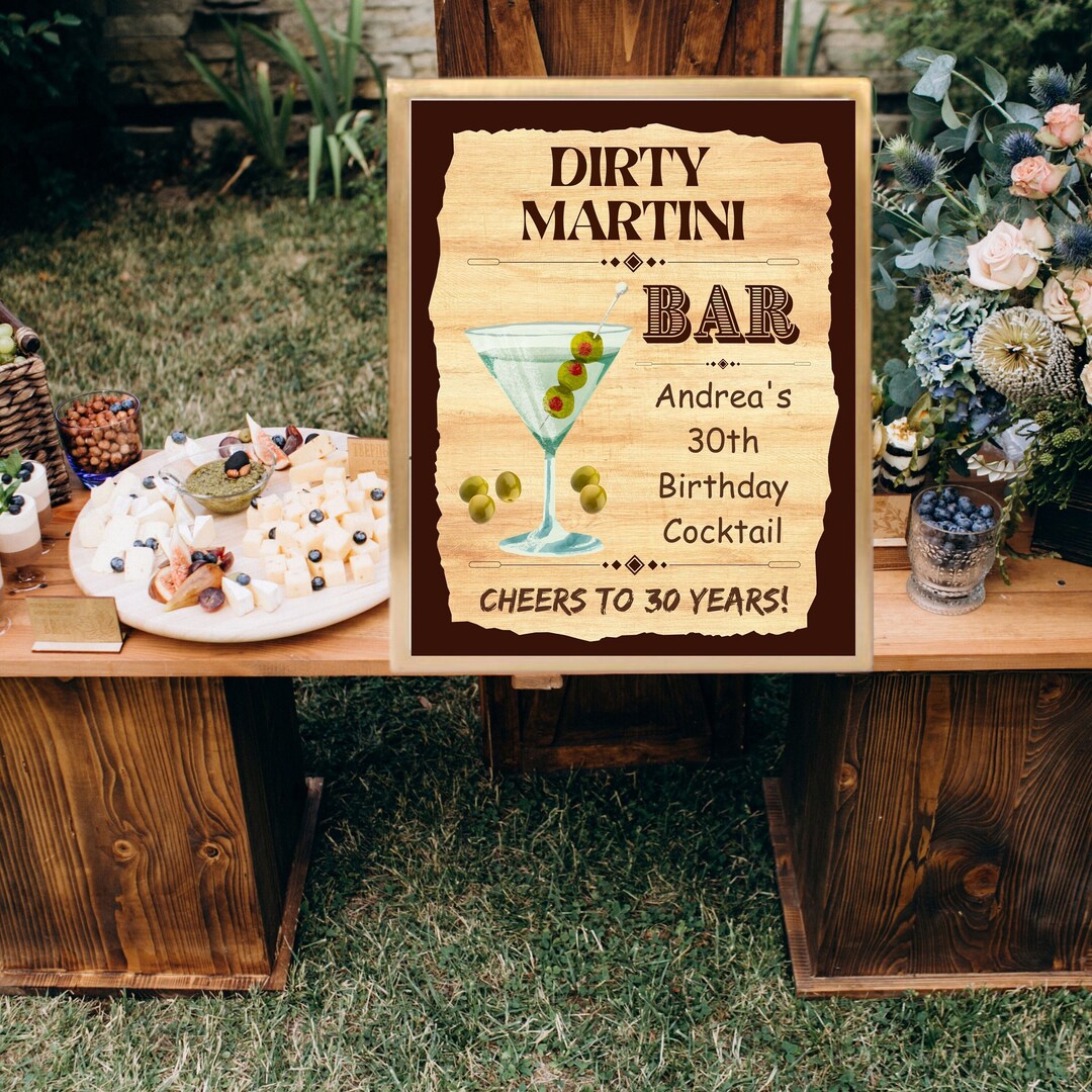 DIRTY MARTINI Bar Personalized Party Table Sign + Recipe Card ...