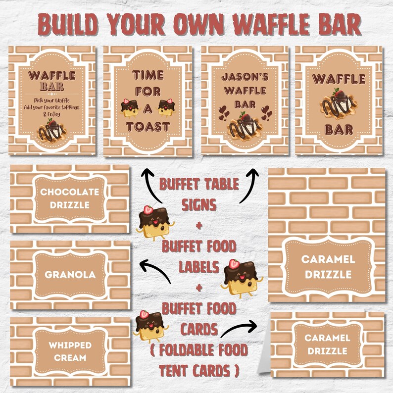 Build Your Own WAFFLE Bar Buffet Cards, Buffet Signs, Personalized ...