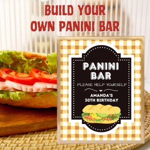 Build Your Own PANINI Food Bar Buffet Sign Buffet Cards Personalized ...
