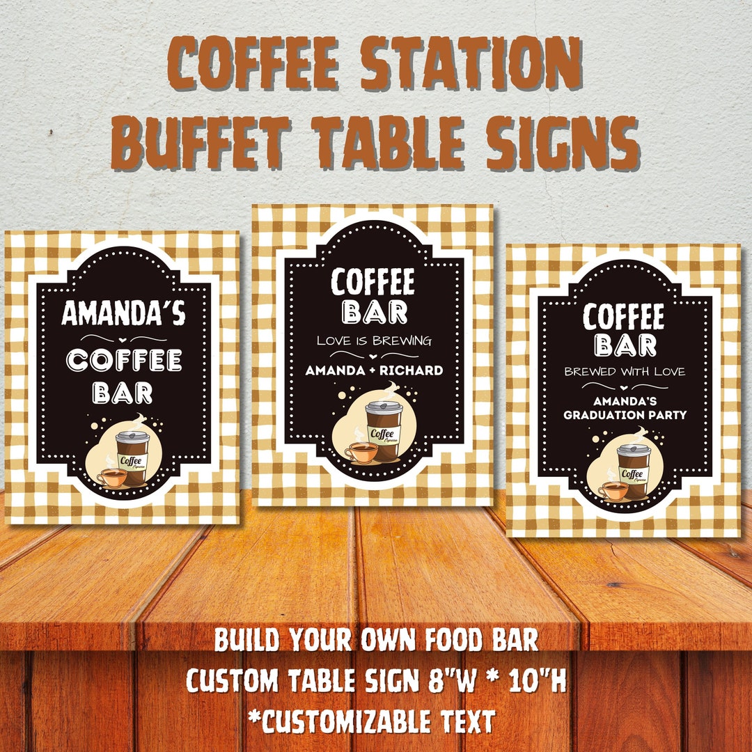 COFFEE Bar Table Sign Template, Personalized to Any Name, BREWING ...