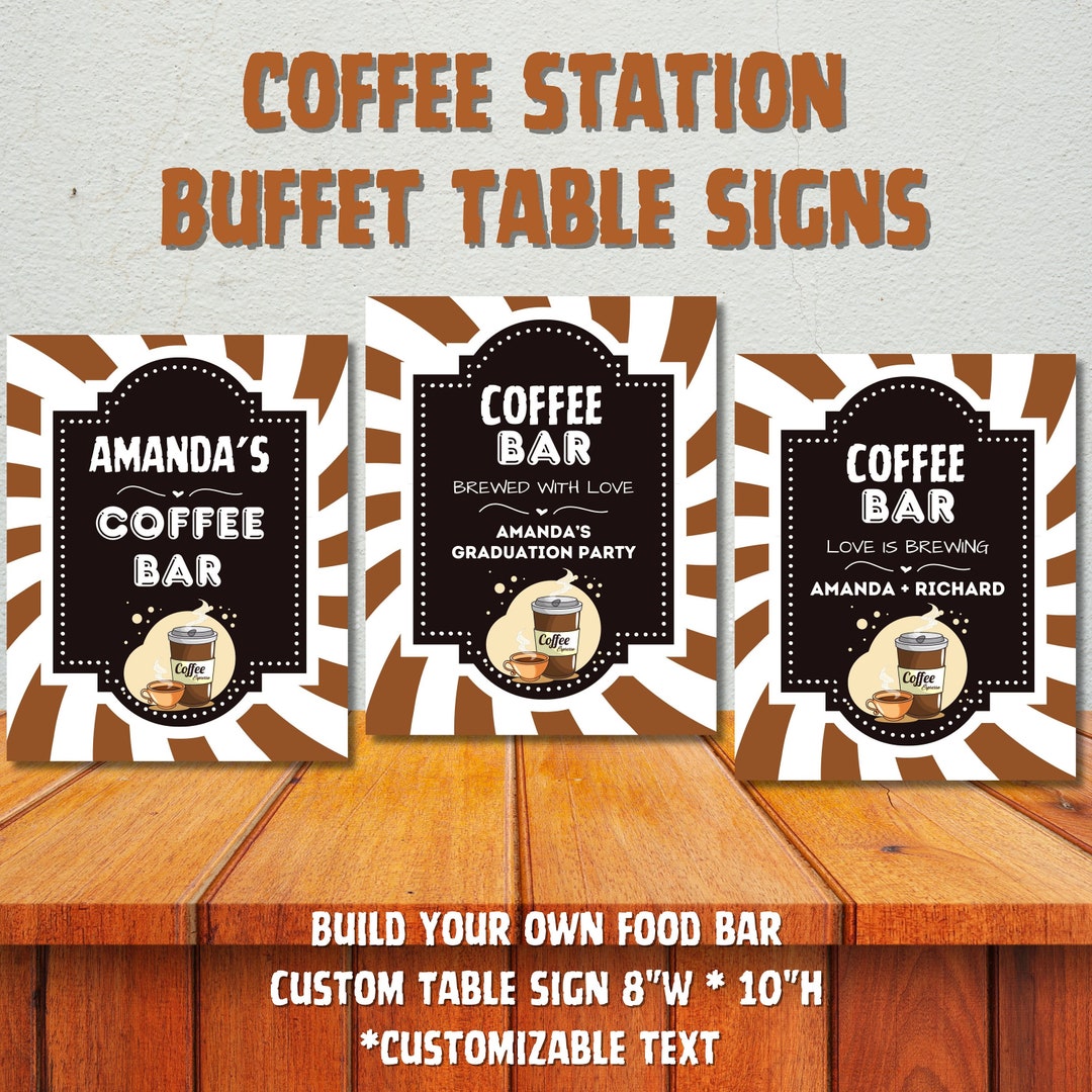 COFFEE Bar Buffet Table Sign Template, Brewing COFFEE Station Sign ...