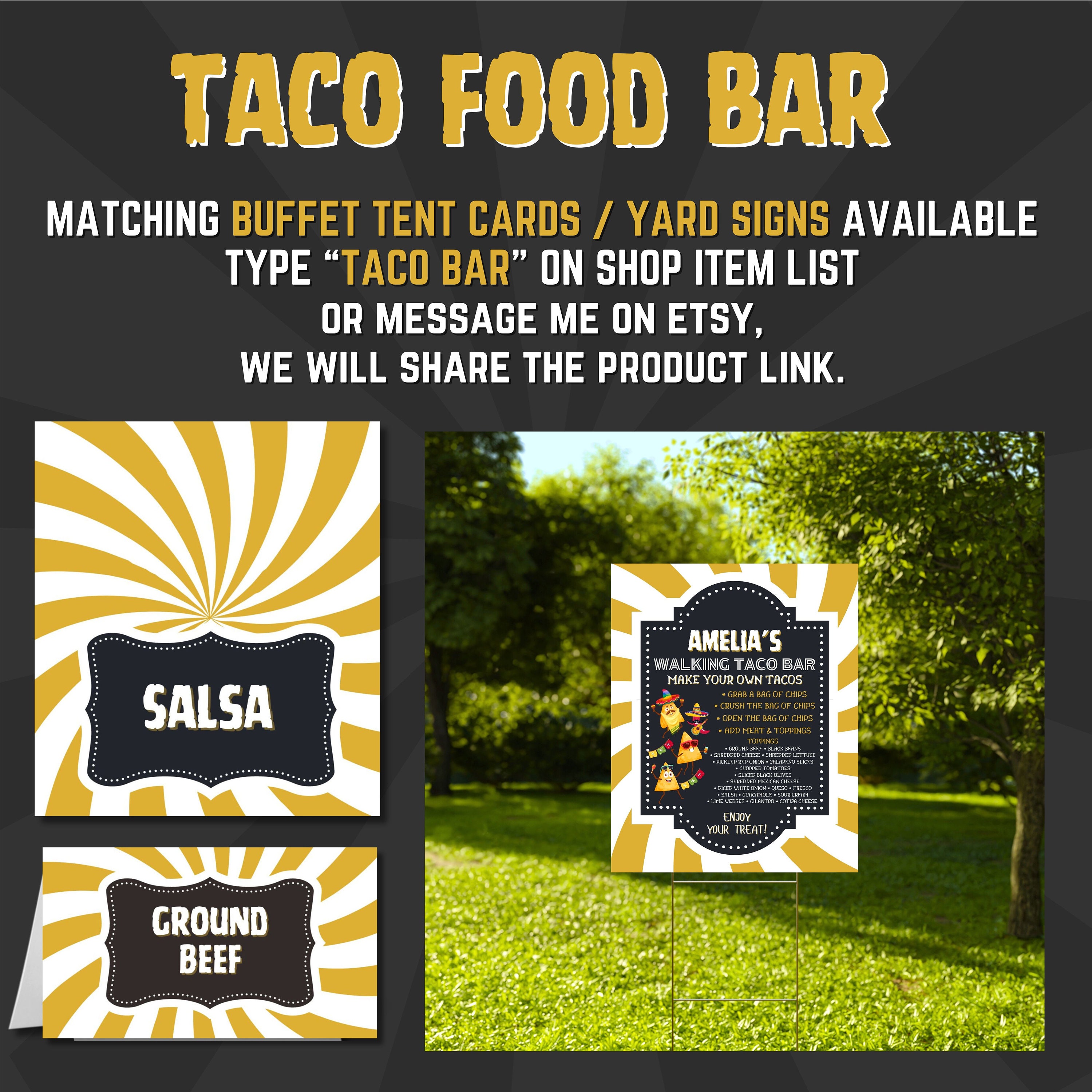 Build Your Own TACO Bar, Food Bar Poster Signs, Taco Station, Custom ...