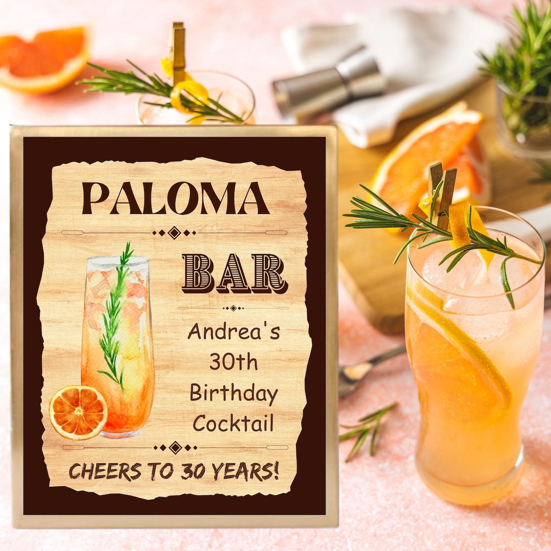 PALOMA Bar Personalized Party Table Sign + Recipe Card, Signature Drink ...