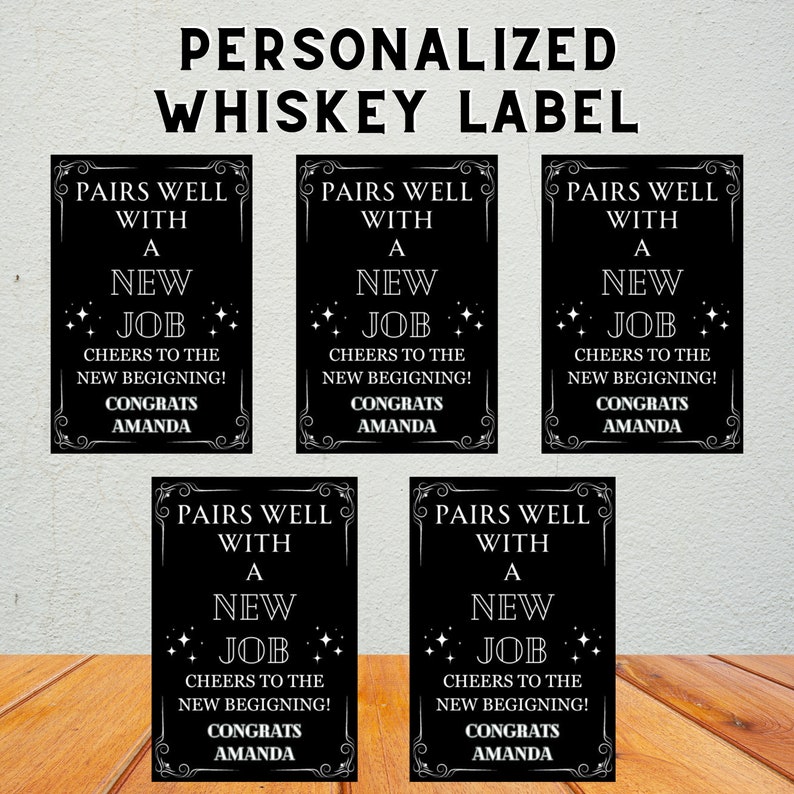 Personalized Whiskey Bottle Label, Pairs Well With New Job Label ...