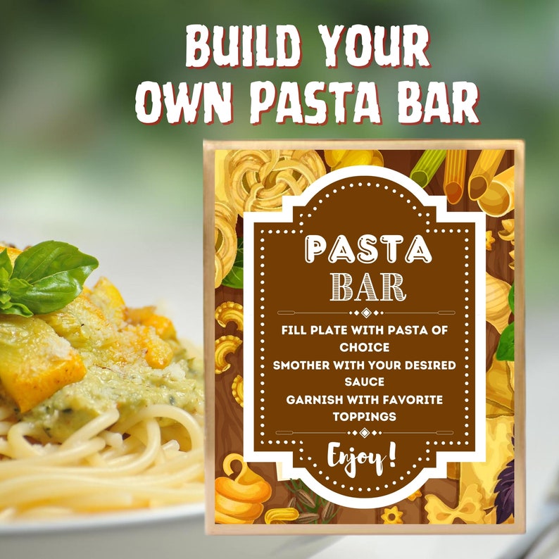 Build Your Own Pasta Bar Sign Set | Pasta Buffet Sign, Food Tent Cards ...