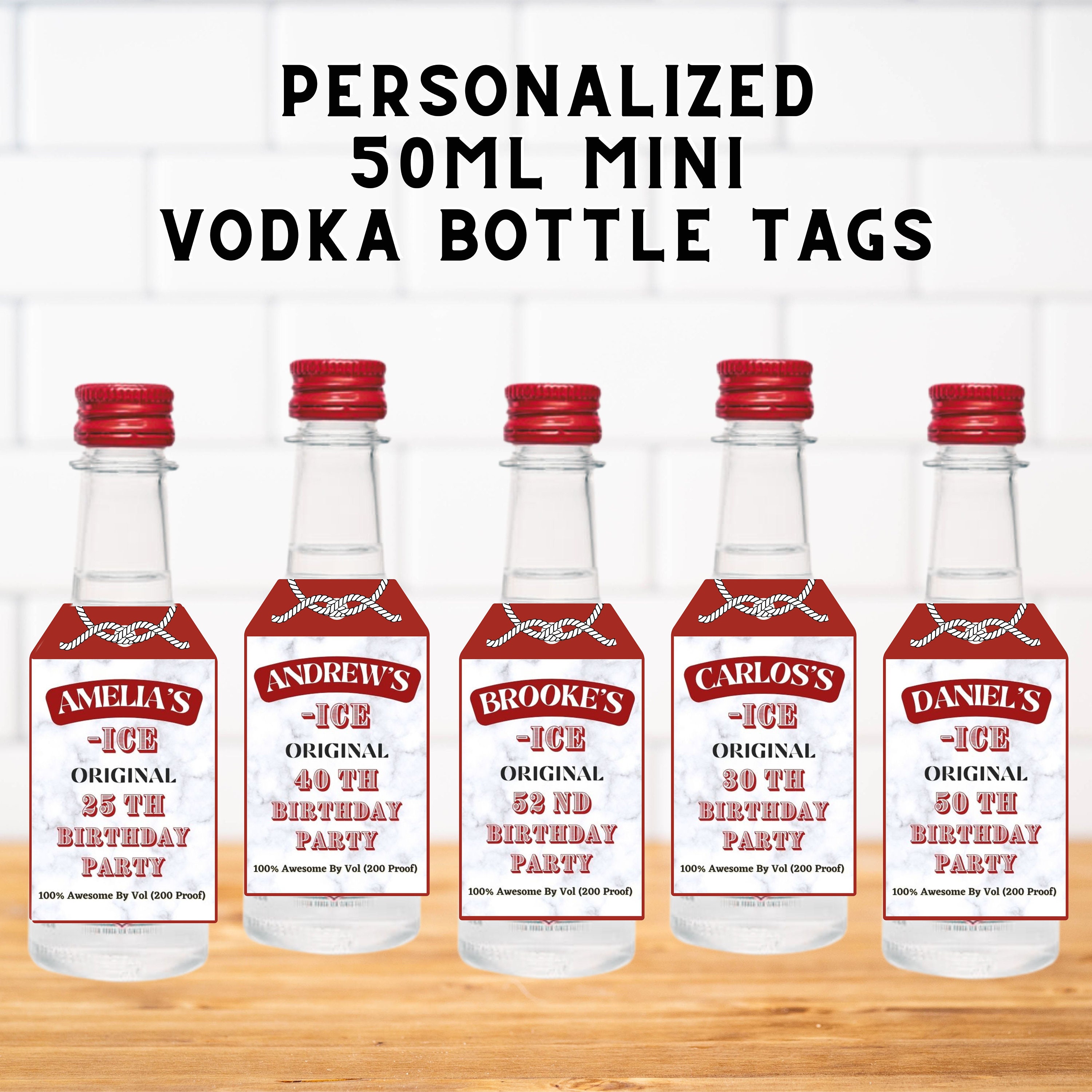 Printable Custom Mini Vodka Bottle TAGS, Fits Mini Vodka Bottle Size ...