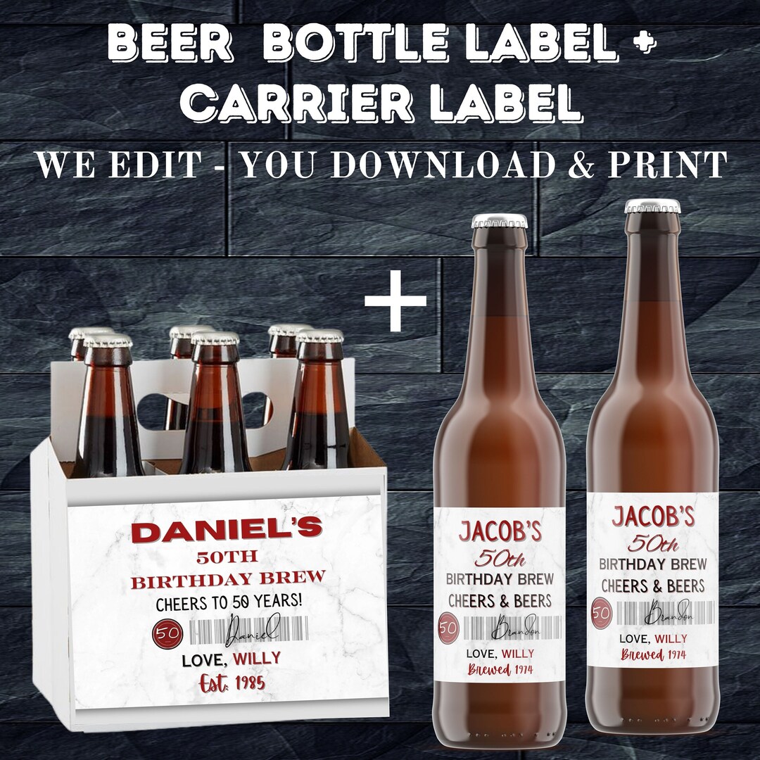 We Edit –you Print, Printable Custom BEER Bottle Label 12oz + Bottle Carrier Label, Cheers and ...