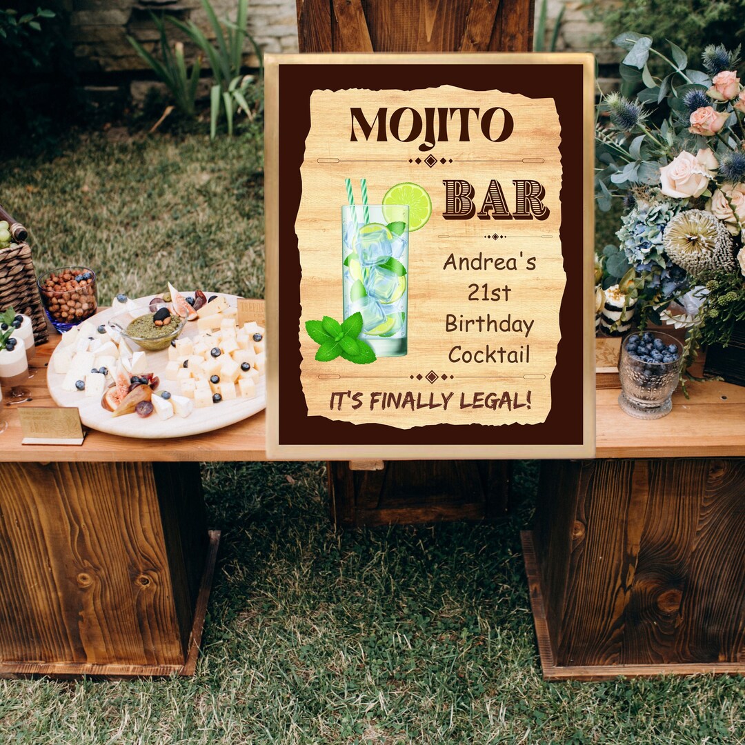 Personalized Mojito Bar Table Sign + Recipe Card, Cocktail Station ...
