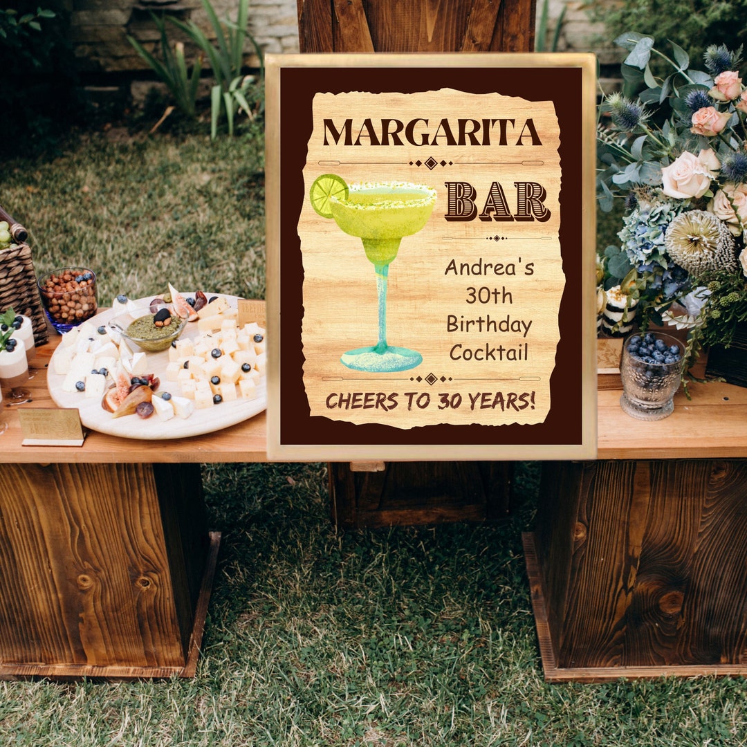 Margarita Bar Table Sign + Recipe Card | Personalized Cocktail Station ...